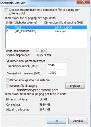 Come aumentare RAM memoria virtuale su PC Windows computer trucchi