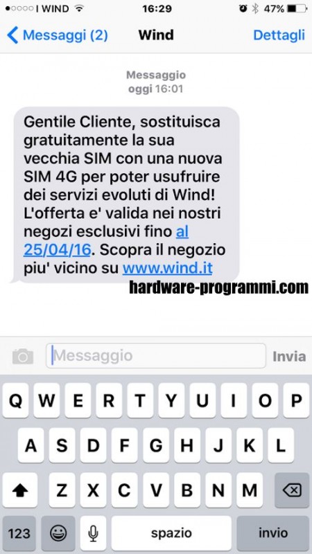 Offerta Sim 4G Wind sostituzione scheda SIM gratis costo attivazione