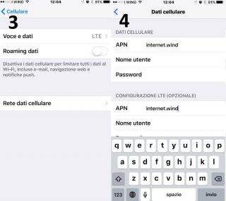 Configurazione iPhone Wind TIM Vodafone 3 Fastweb APN impostazioni