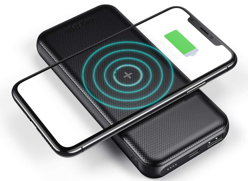 Powerbank con ricarica Wireless per iPhone Samsung LG Xiaomi Huawei